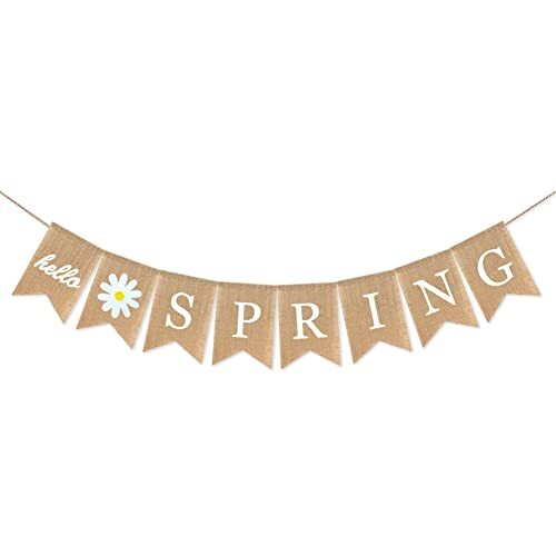 Hello Spring Banner Burlap Decorations, Daisy Themed Spring Decorations ...
