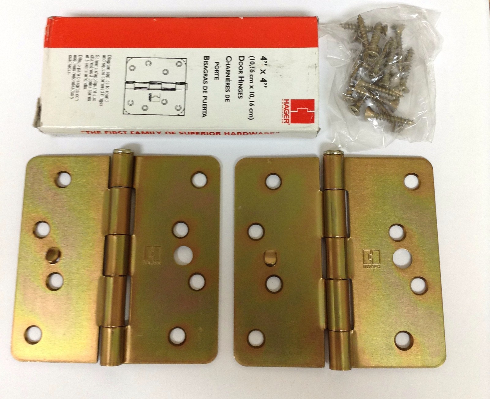 (6) Hager RC1743-US2D 4" Zinc Dichromate Residential Door Hinges 1/4 ...