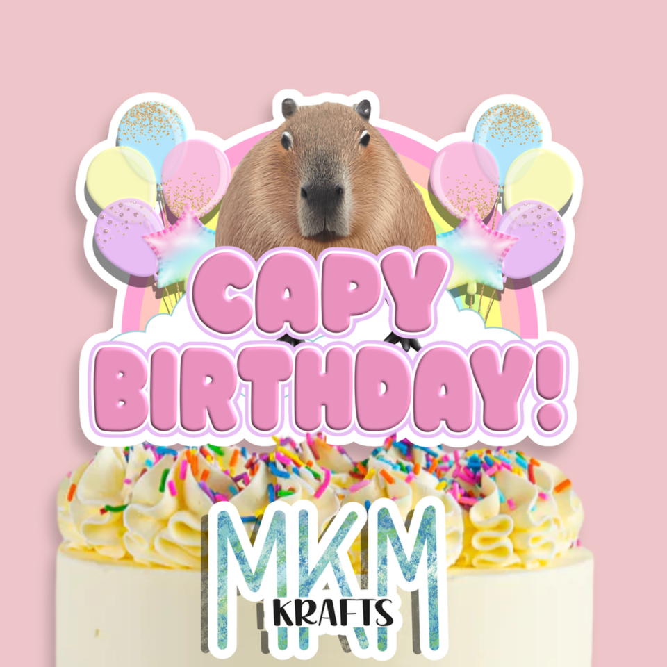 Capybara Birthday Cake and Cupcake Topper Set Capy Birthday | eBay UK
