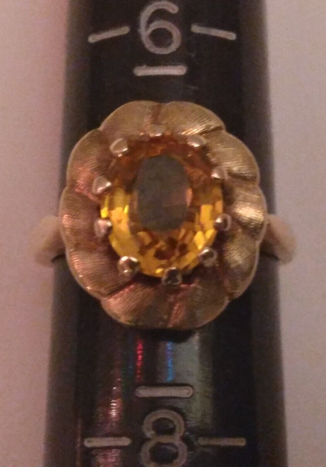 10 Karat Yellow Gold Art Deco Canary Yellow Citrine / Topaz by Dason ...