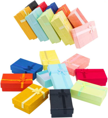 18PCS Jewelry Gifts Boxes Cardboard Ring Boxes with Padding Paper Satin ...