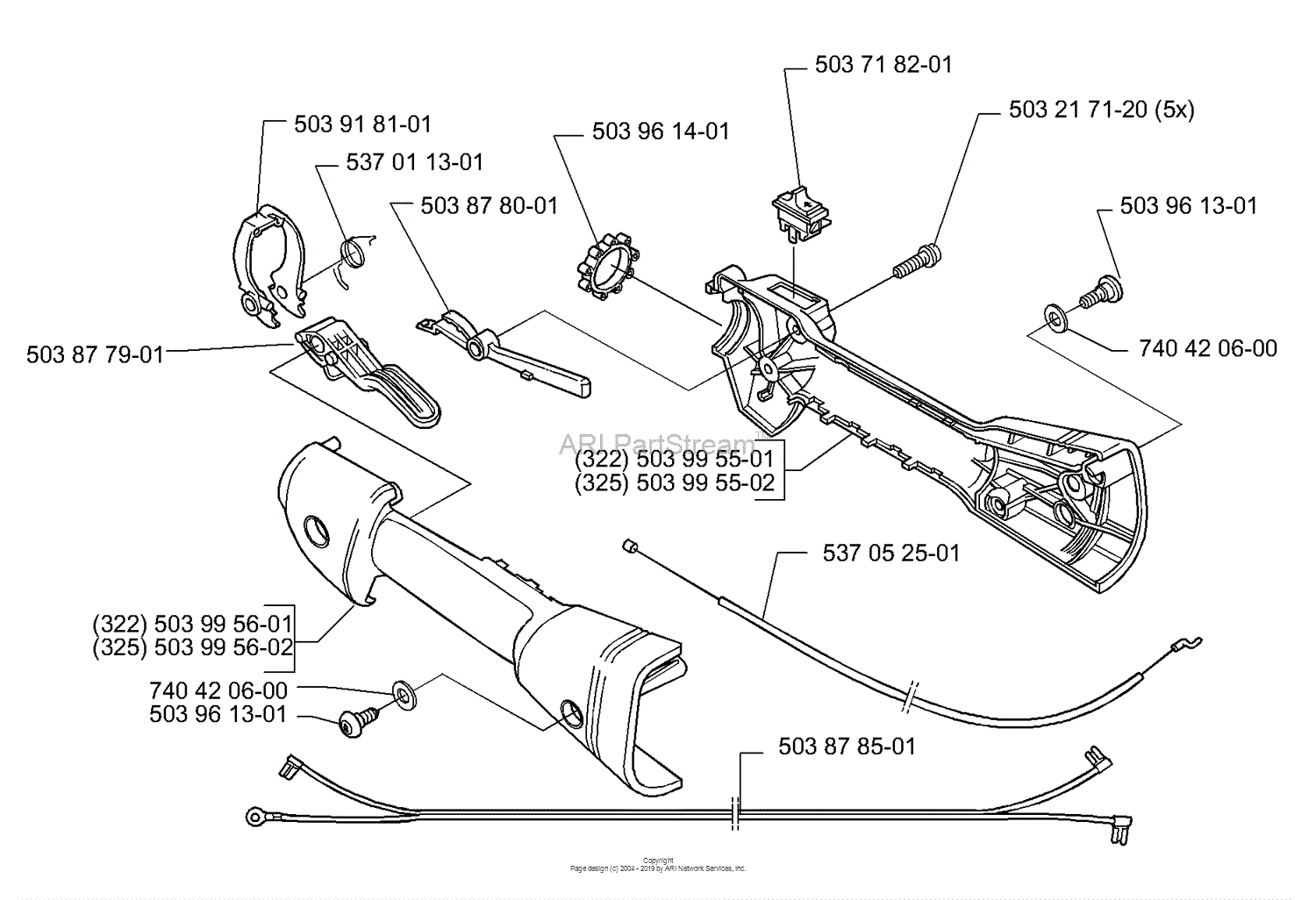 THROTTLE CABLE FITS HUSQVARNA 323/ 322C REPL OEM 537052501 537 05 25-01 ...