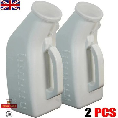 2 x Male Urinal Bottle 1200ml | Pee Bottles for Men | Spill-Proof ...