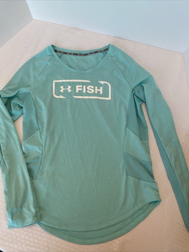 Under Armour Fish HeatGear Fitted Large Seafoam/Aqua Blue long Sleeve ...