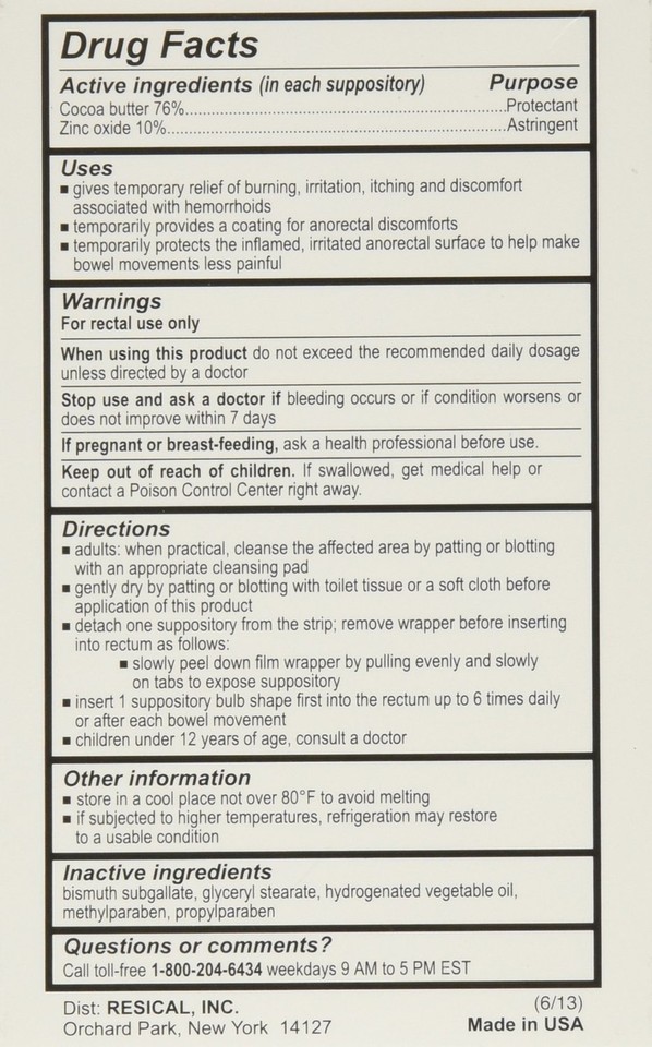 Calmol 4 Hemorrhoidal Suppositories Boxes of 12 OR 24 Ct Resical Pharma ...