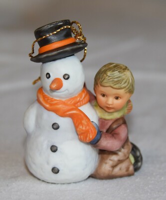 Berta Hummel 2000 Goebel-My First Snowman Ceramic Ornament w/Original ...