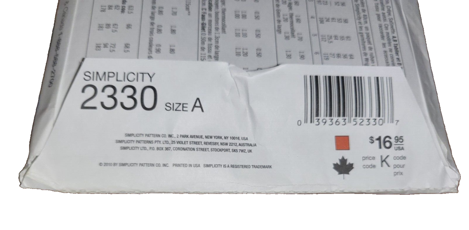 2010 simplicity Pattern 2330 Childs Alice in Wonderland Costumes Sz 3-8 ...