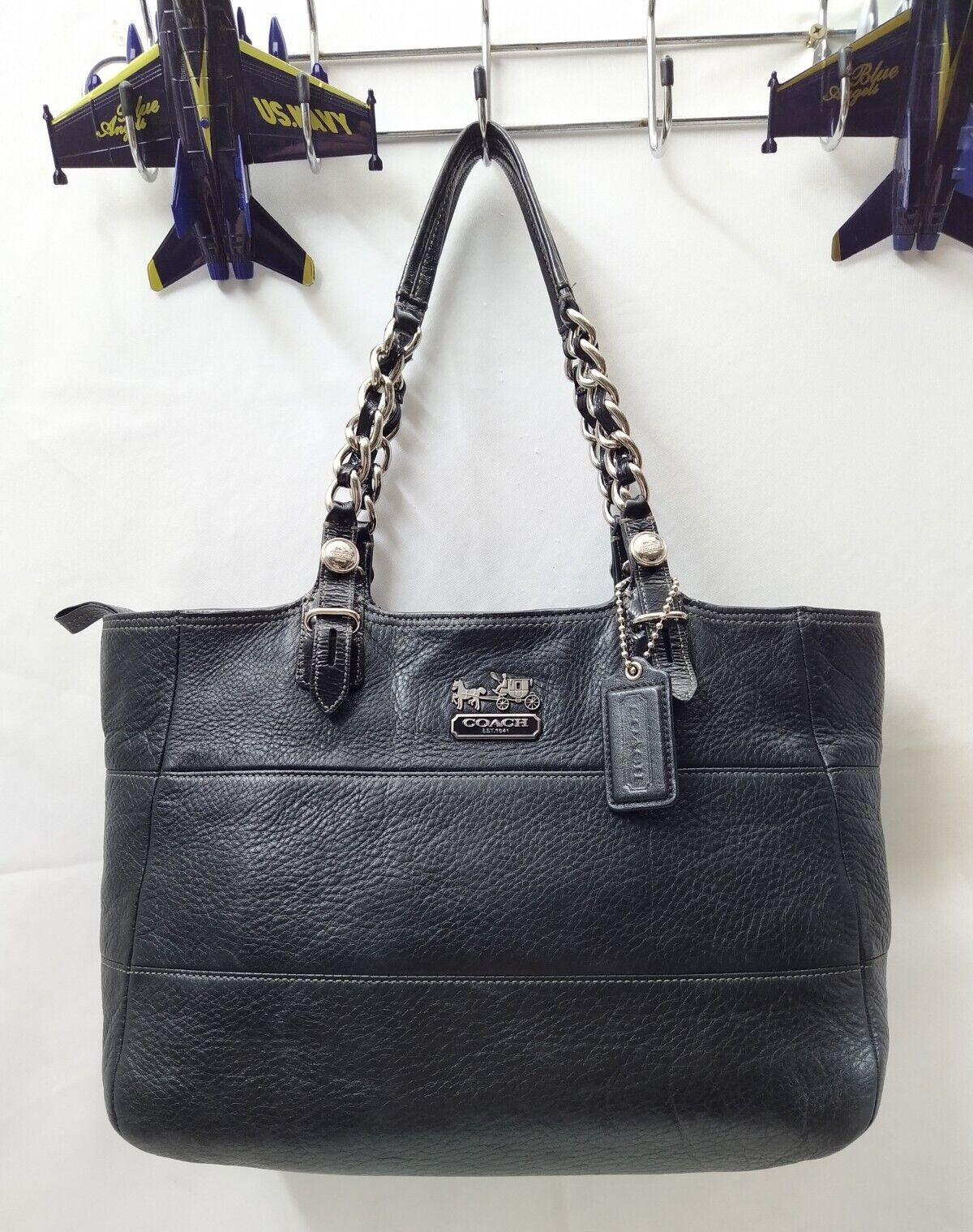 Coach Madison Tribeca East West Black Pebbled Leather… - Gem