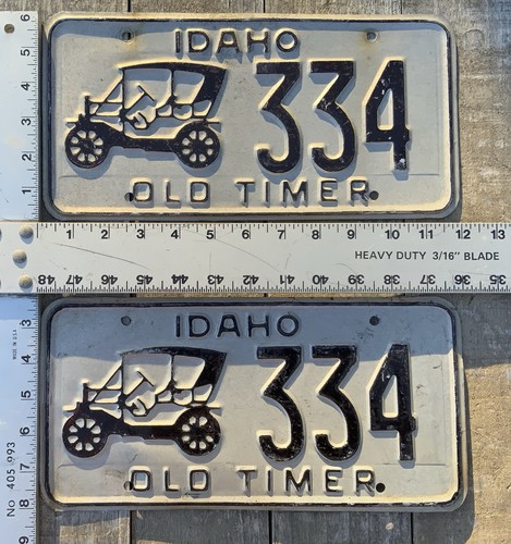 1955-1970 Series IDAHO Old Timer License Plate ID - #334 MATCHED PAIR ...