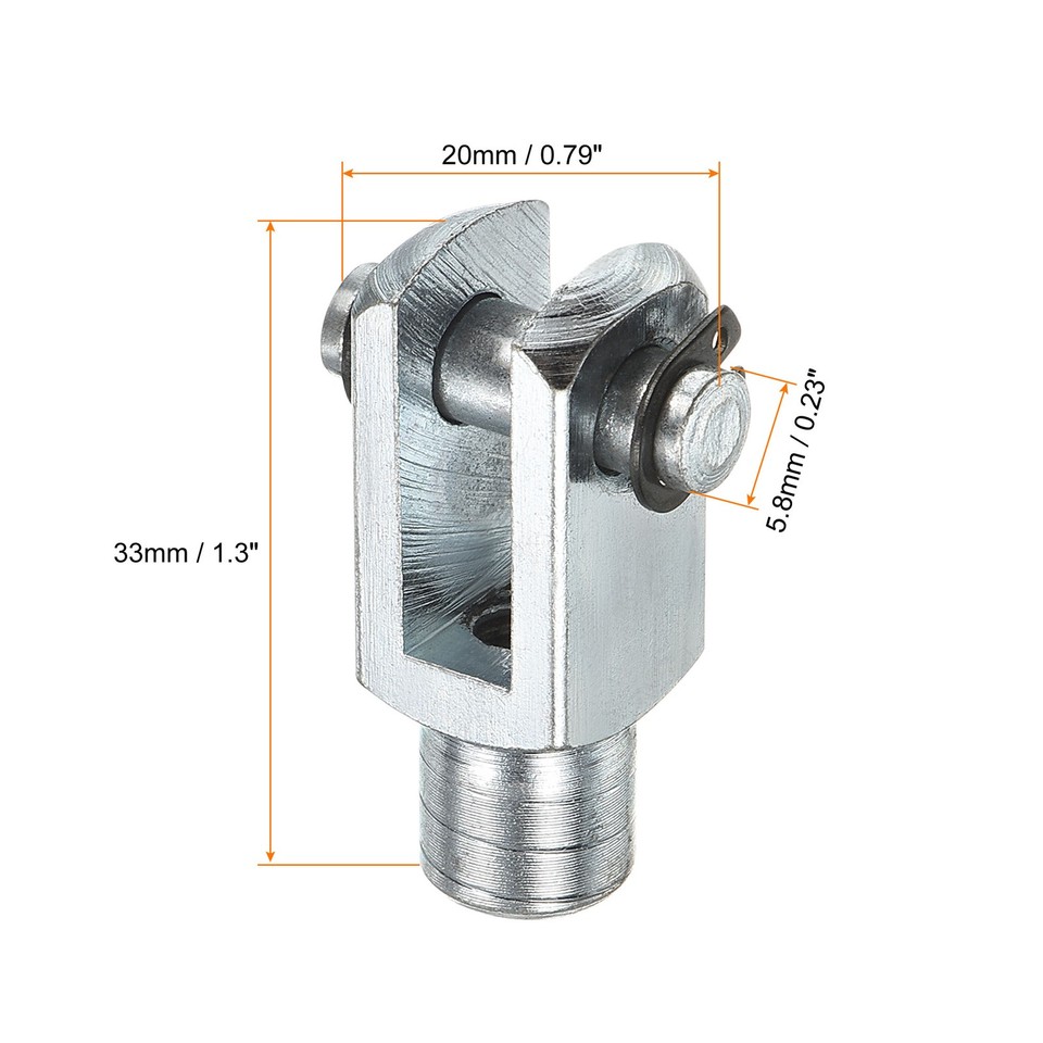 2Pcs M6x1 Air Cylinder Rod Clevis End Female Thread Y Connectors Silver ...