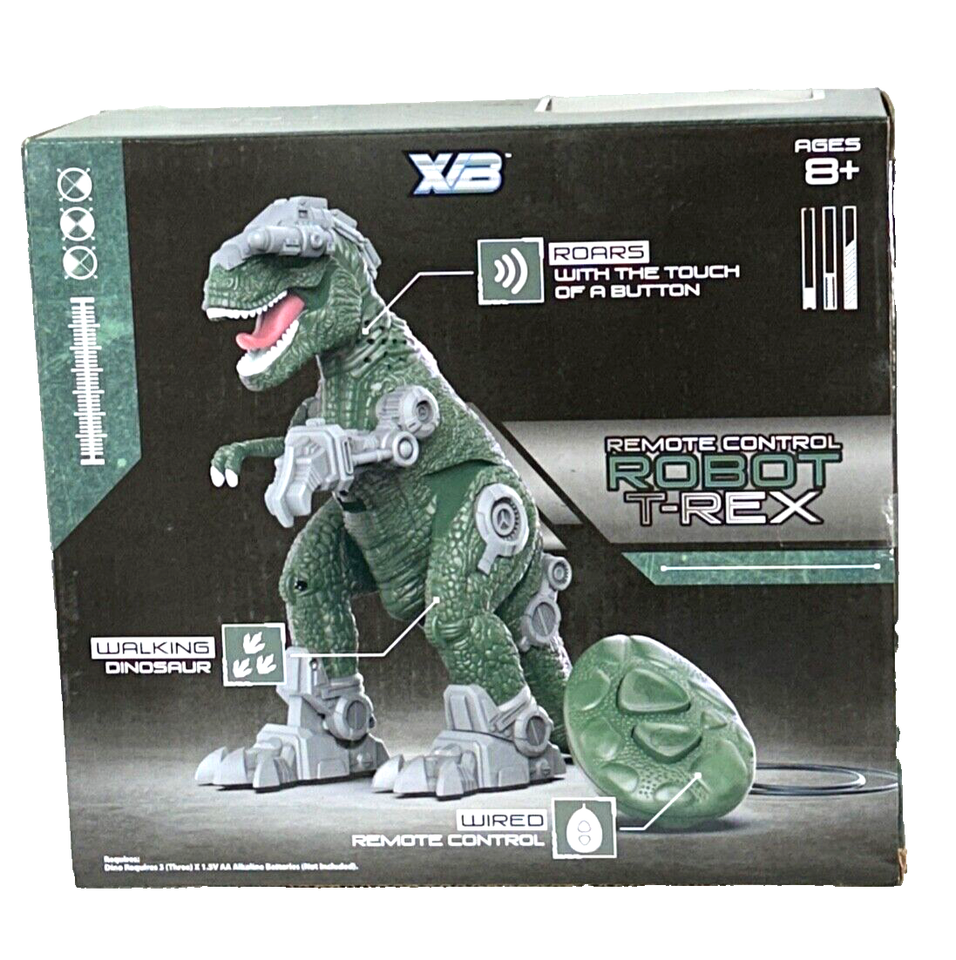 New Remote Control Robot T-Rex W/ Roar Sounds & Walking NIB Green ...