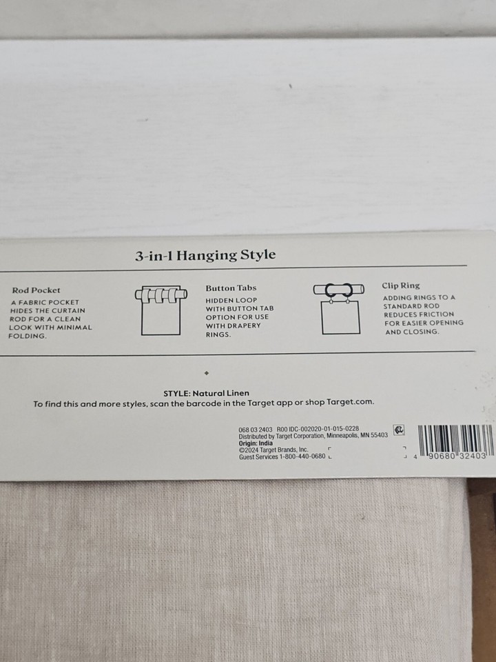 ️ Threshold Natural Linen Single Khaki Light Filtering Curtain Panel 54 ...