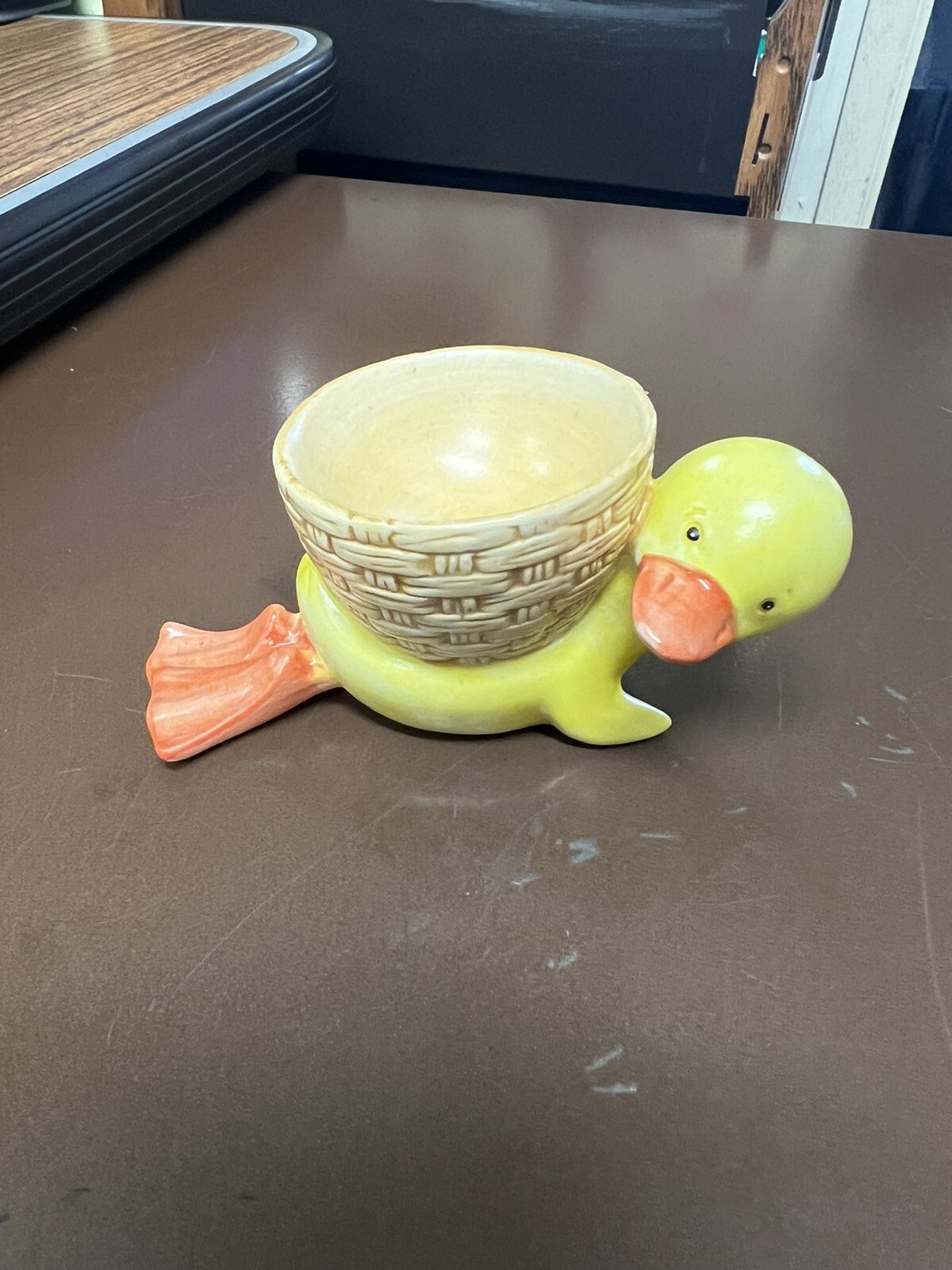 Vintage Porcelain Ceramic Yellow Duck EGG CUP Basket Figurine Holder | eBay
