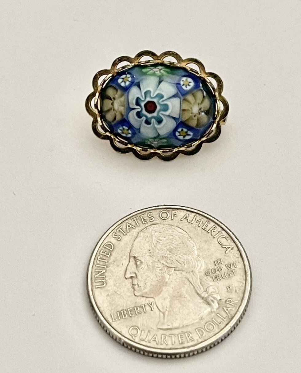 Vintage MCM Blue Murano Millefiori Venetian Glass Italian Glass Bead ...