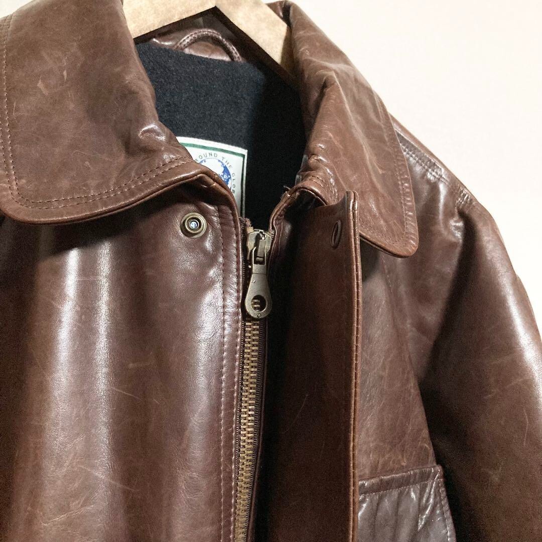 NIGEL CABOURN Leather Jacket Brown SizeL Old Tag/Super Rare NIGEL CABOURN Leather Jacket Brown SizeL Old Tag/Super Rare
