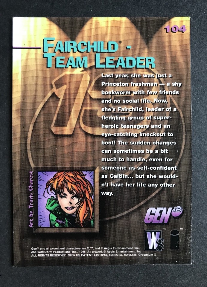 trading cards GEN13 Wildstorm/Image #104 Fairchild Signed By TRAVIS ...