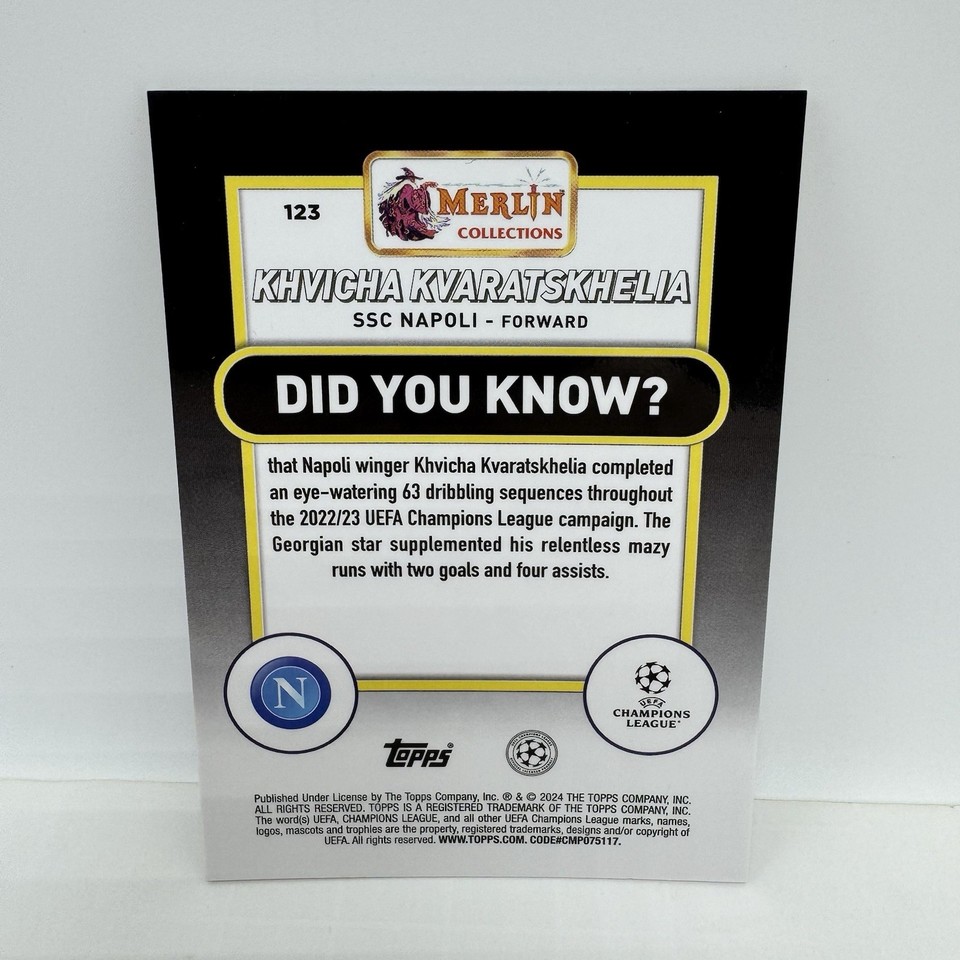 2023-24 Topps Merlin UEFA Khvicha Kvaratskhelia Yellow Shimmer #123 ...