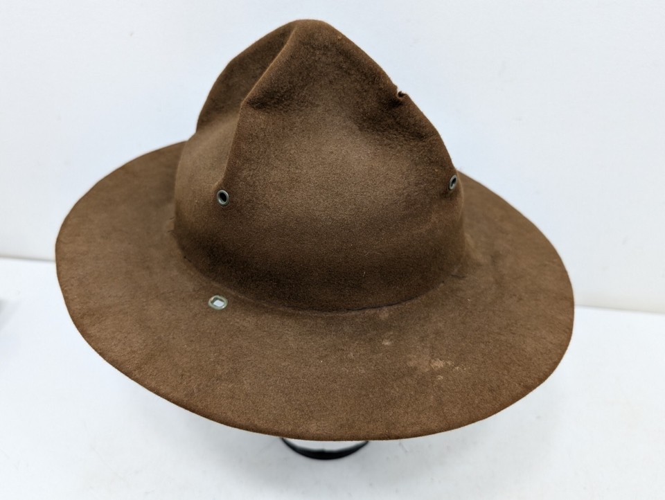 Antique WW1 Army Campaign Hat / Baden Powell Boy Scout Master Cap FELT ...