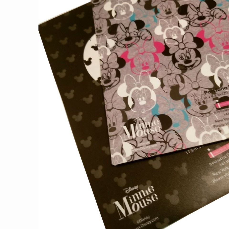 2x Disney Mickey & Minnie Mouse 3-Ring Binder Portfolio Poly Folders w ...