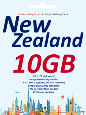 New Zealand Travel - 15 days 10GB Spark Prepaid data SIM card 5G/4G ...