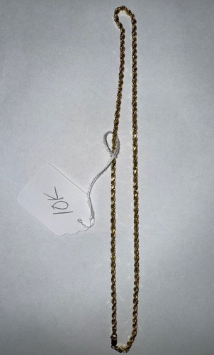 10K Peru Stamped Gold Rope Chain Necklace 18'' 6.4g W Lobster Clasp ...