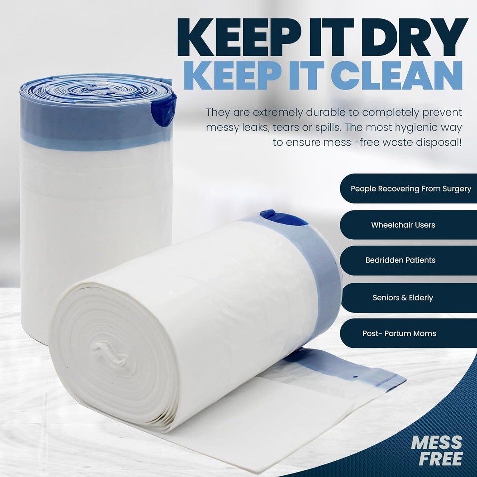 MED PRIDE Disposable Bedside Commode Liner Bags [Pack of 100]- Odor ...