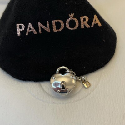 PANDORA Two-Tone Padlock Heart with Solid 14k Yellow Gold G585 | eBay UK