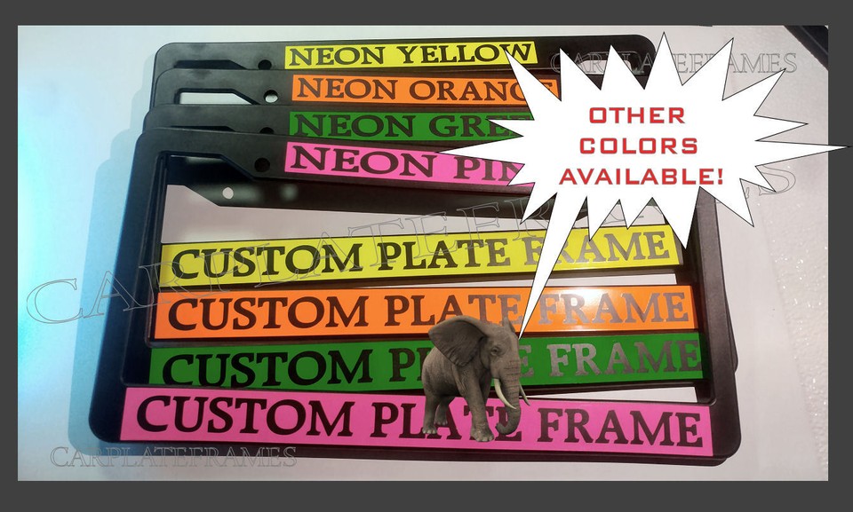 GOLD METALLIC TAG HOLDER CUSTOM TEXT WORDING CUSTOMIZED License Plate ...