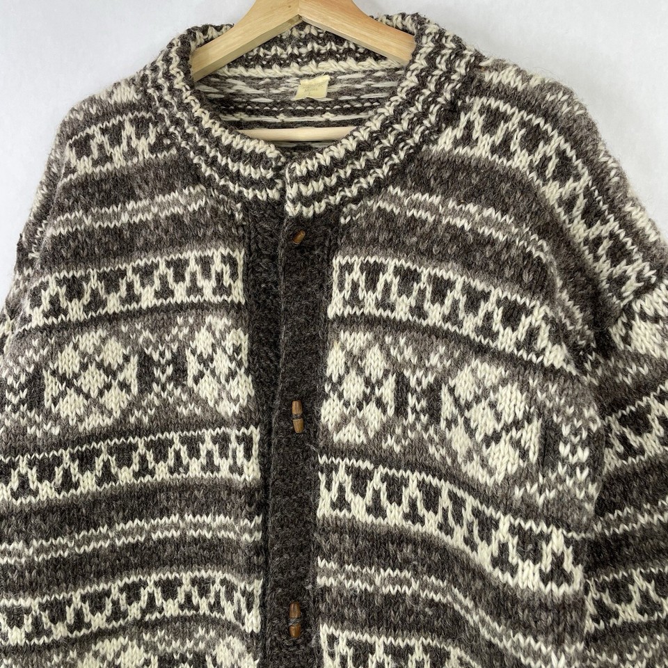 VTG Pure Nepal Wool Aztec Print Full Zip Norway Jacket Coat Sweater Men ...