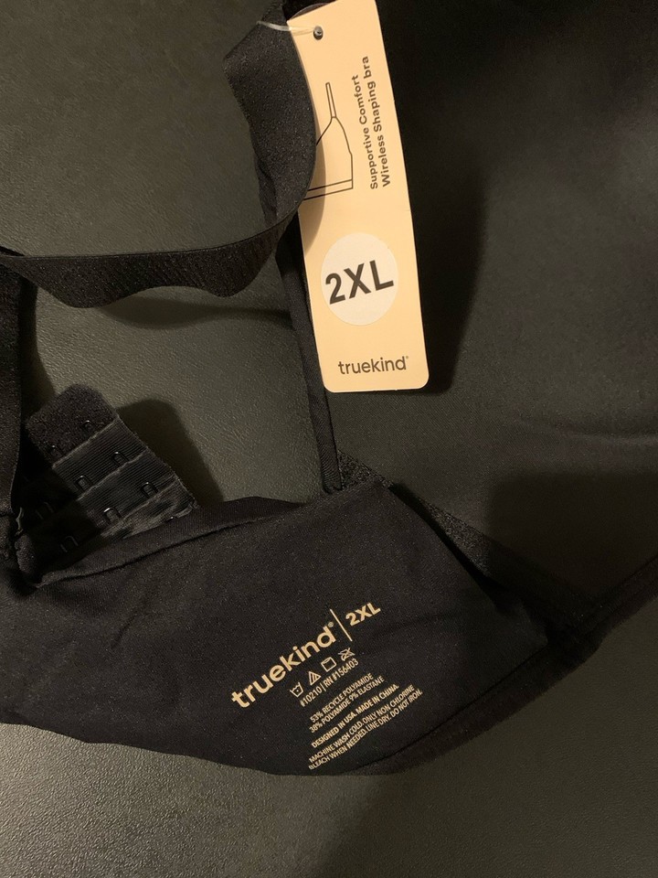 Truekind Supportive Comfort Wireless Shaping Bra Size 2XL Black New | eBay