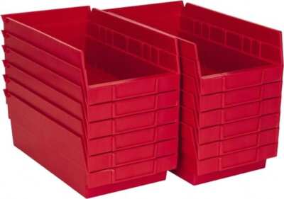 (12 Count) Akro-Mils 30130 Red Nesting Shelf Bin, 6-5/8"W x 11-5/8"D x ...