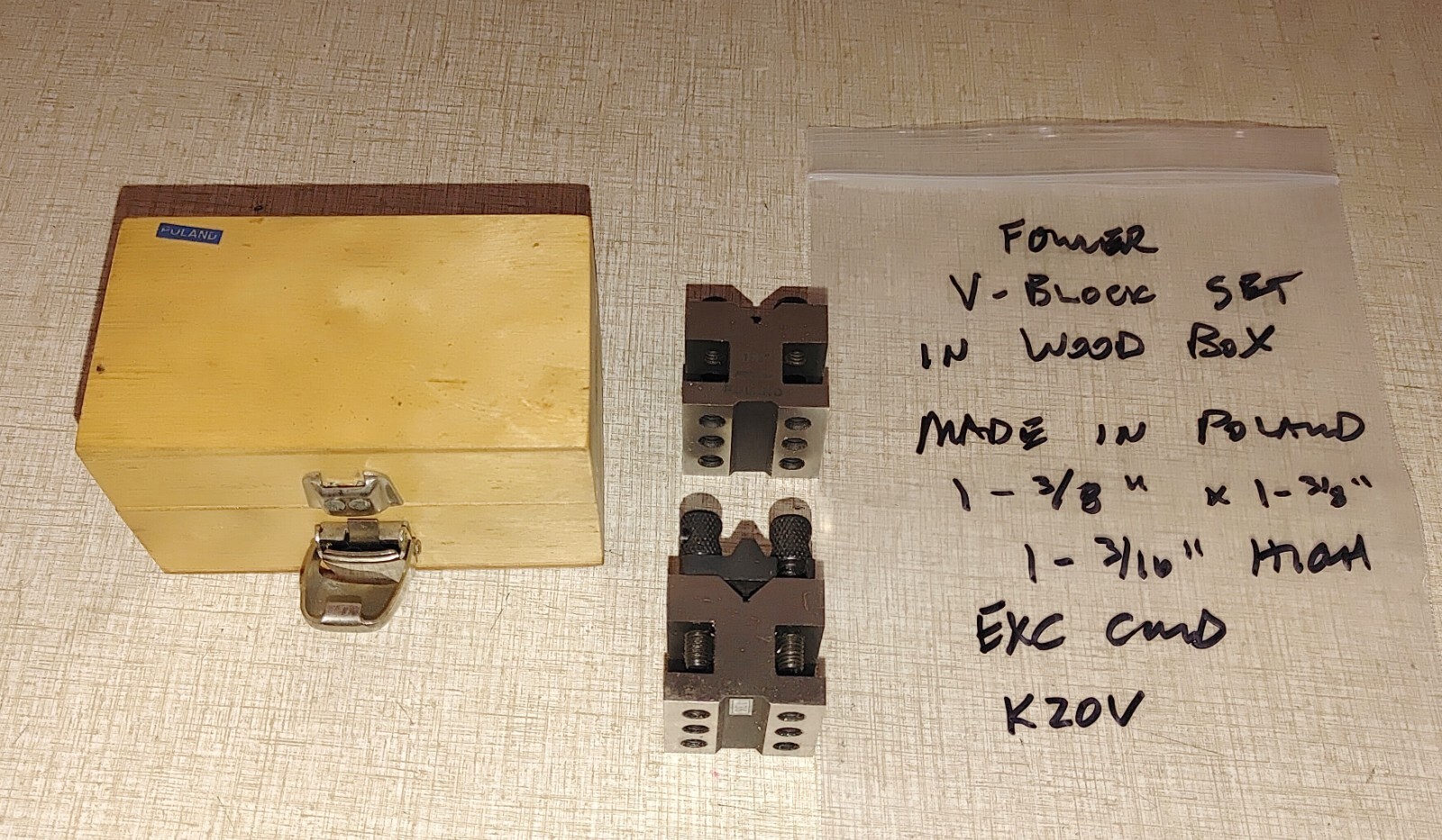Fowler 1-3/8" x 1-3/8" x 1-3/16"H V-Blocks Set in Wood Box K20V | eBay