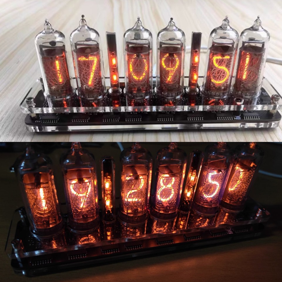 IN-14 6- digits Nixie clock. Carbon fiber case With installed tubes ...