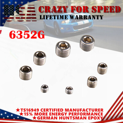 6352G Chrome Pipe Plug Set 1/8" 1/4" 3/8" 1/2" For Intake Manifold ...