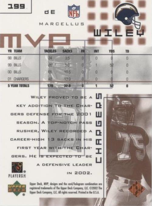 2002 Upper Deck MVP Marcellus Wiley #199 for sale | eBay