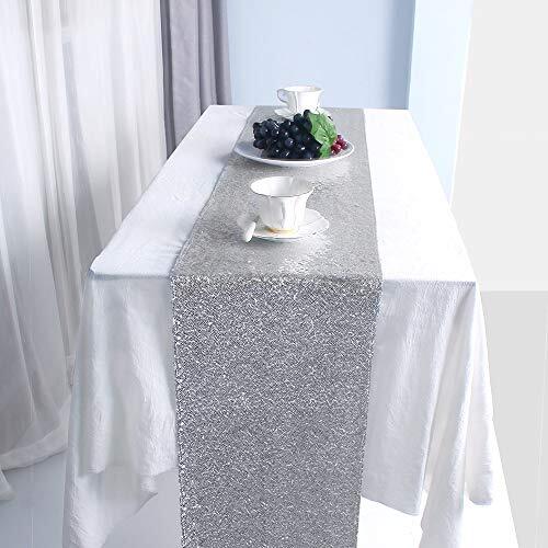 Silver Sequin Table Runner 12"x108" Glitter Sequin Fabric Table Linens ...