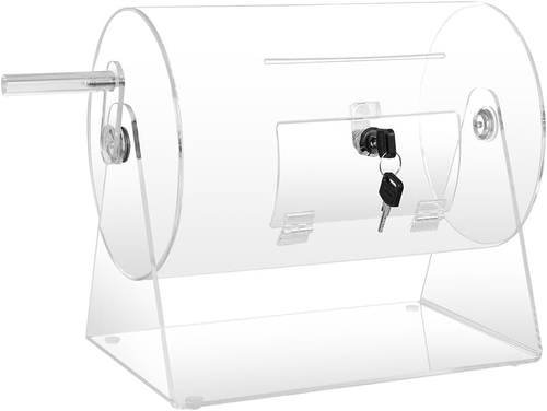 Raffle Ticket Spinner Raffle Drum: Clear Acrylic Rotating Lottery Box ...