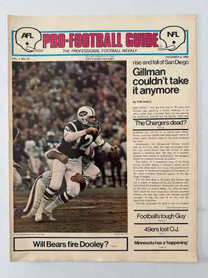 12/9/1969 AFL/NFL Pro Football Guide -Joe Namath, Red-Hot Minnesota ...