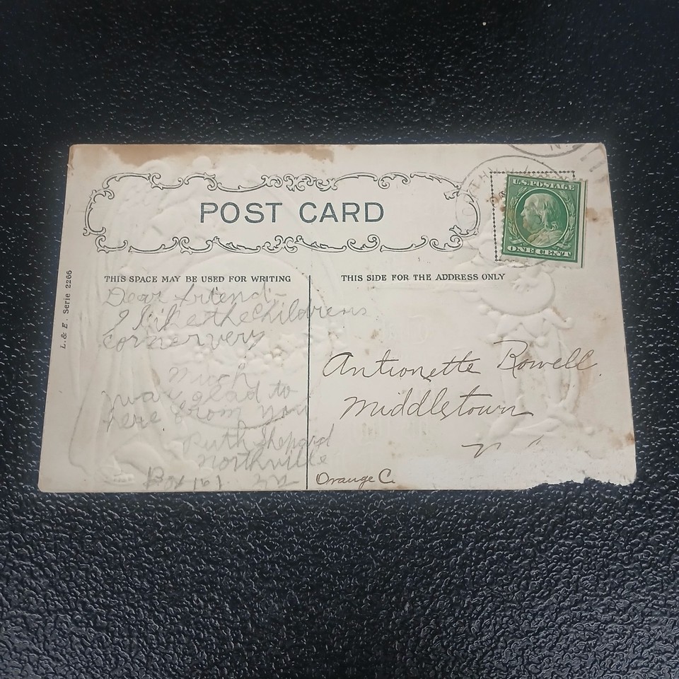 1900s Fantasy Jester with Mandolin Father Time and Globe Embossed | eBay