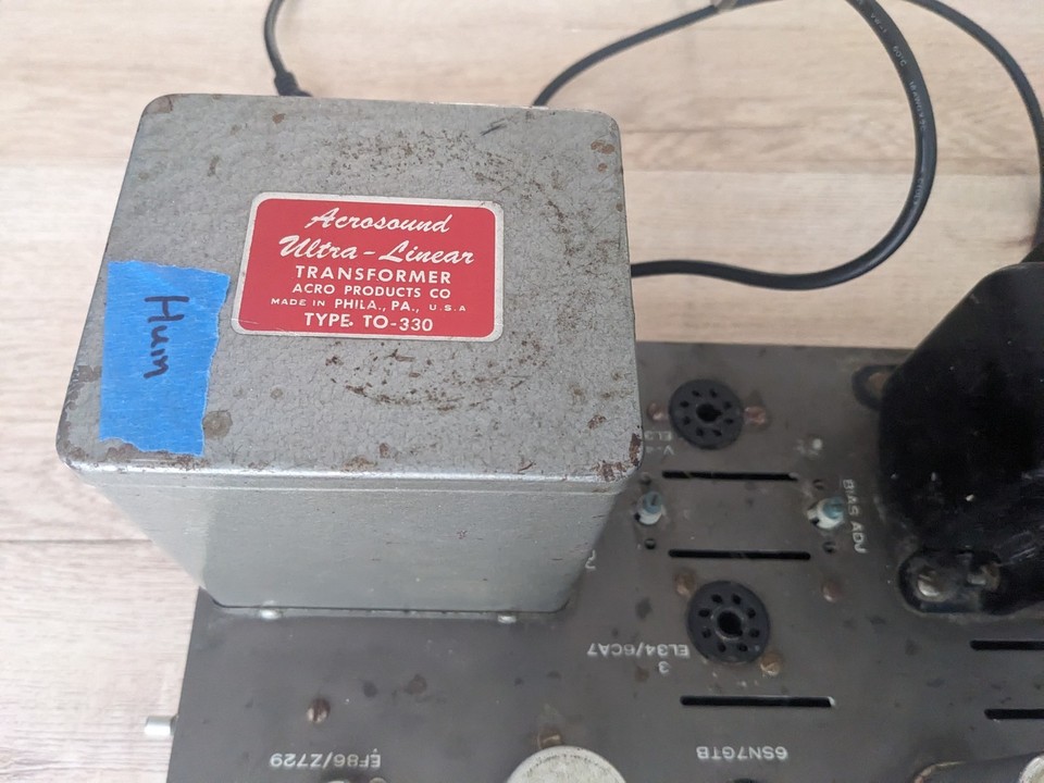 Pair (2) EICO HF-60 Mono Tube Amplifiers EL34/6CA7 Acrosound TD-330 ...