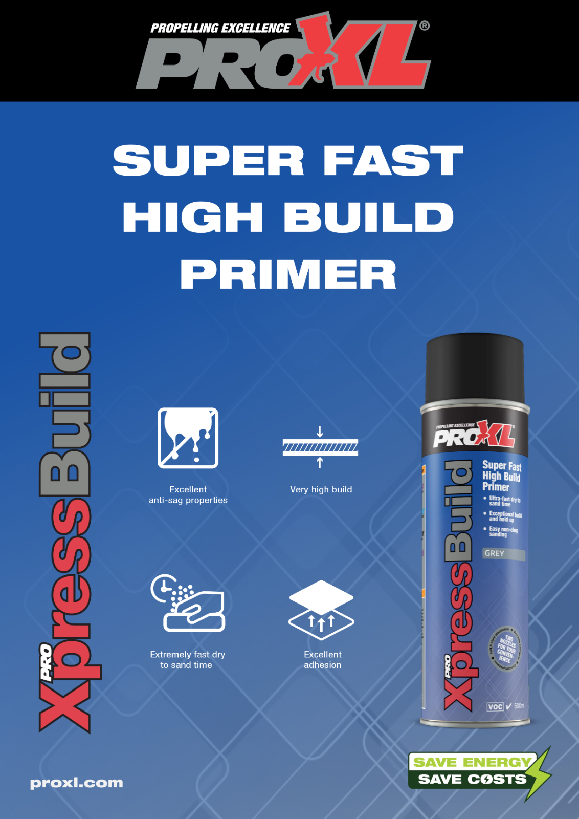 3x ProXL Pro XpressBuild Super Fast Black High Build Primer Aerosol ...