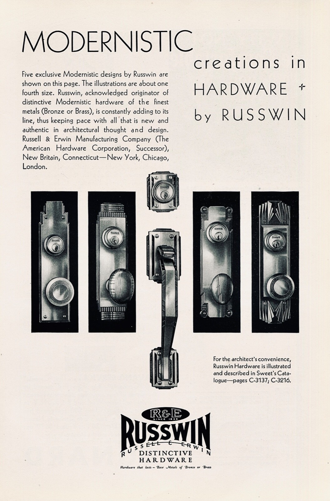 1930 Russwin Hardware Modernistic Creations ~ VINTAGE PRINT AD | eBay
