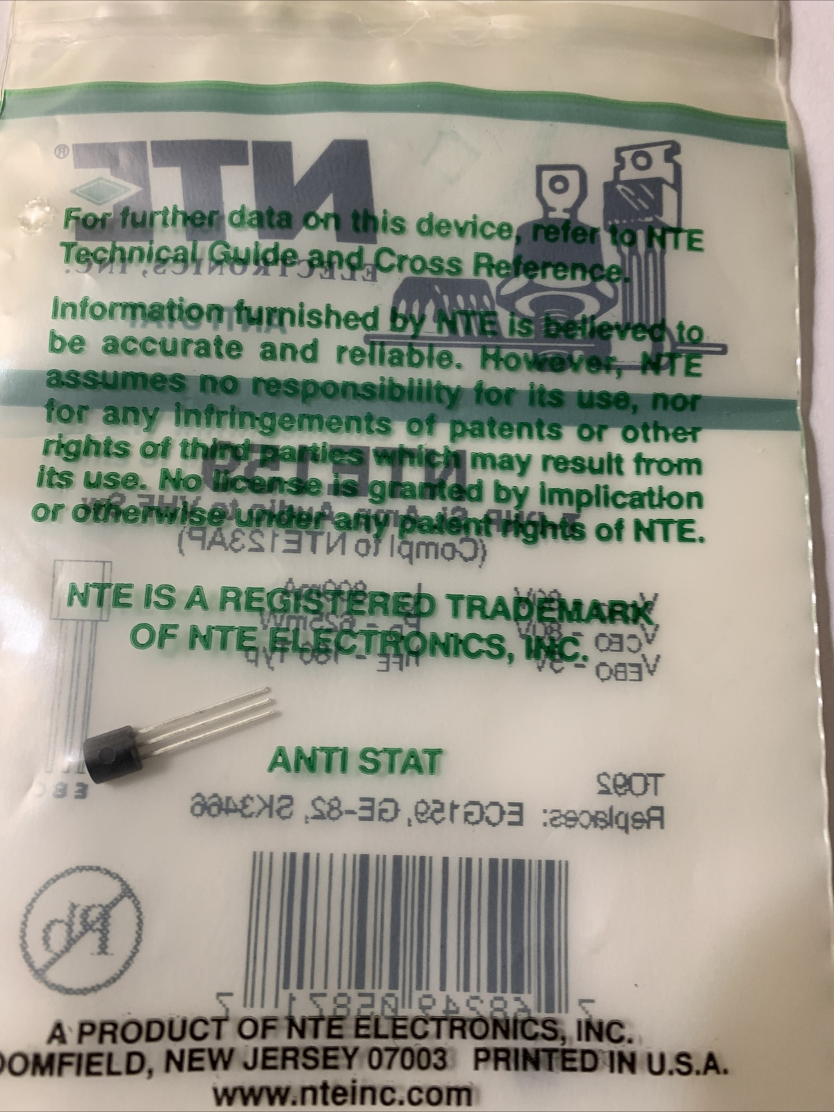 NTE159 T-PNP, Si, Amp, Audio to VHF Sw TO92 | eBay