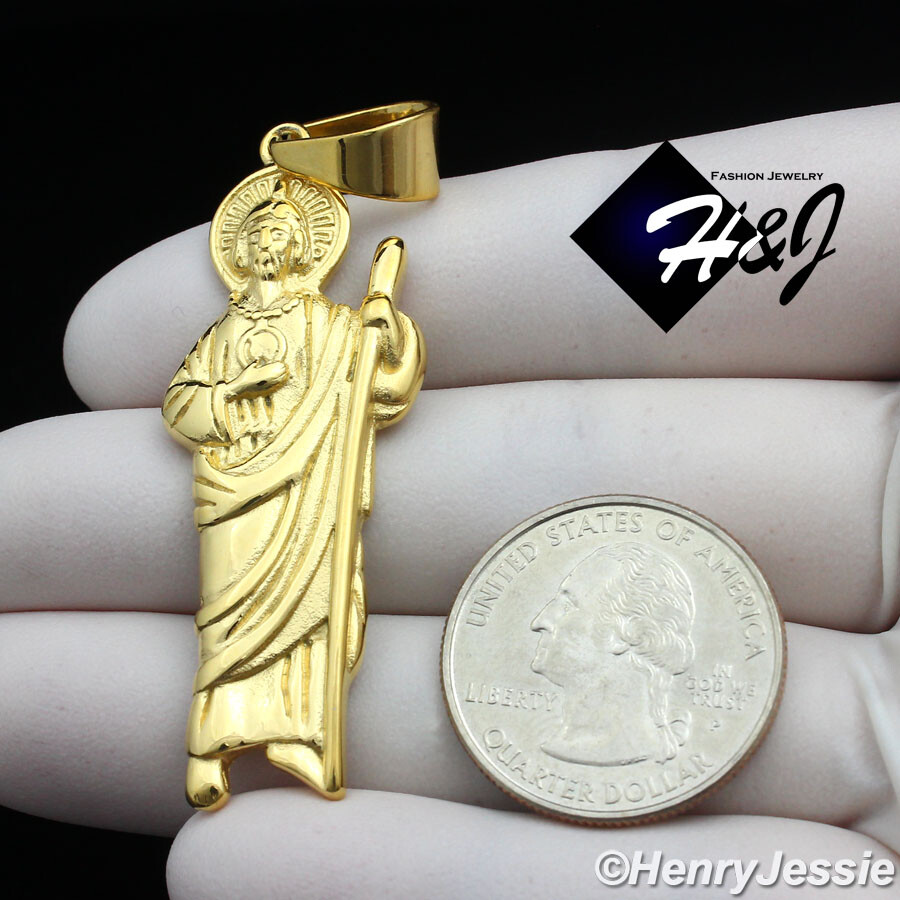MEN Stainless Steel Plain Silver/Gold Plated 3D San Judas St. Jude ...