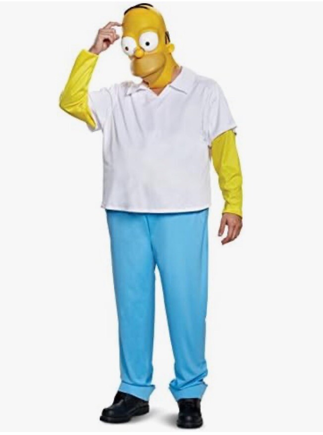 RARE VTG 1999 DISGUISE HOMER SIMPSON LATEX MASK BELLY… - Gem