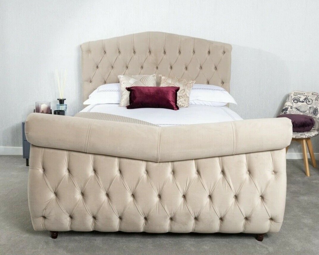 Swan sleigh bed frame with ottoman storage (option). | eBay UK