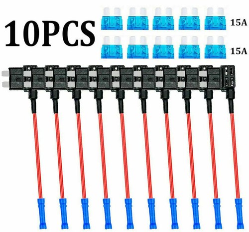 10PCS Car Add-a-circuit Fuse TAP Adapter Standard ATO ATC Auto Blade ...