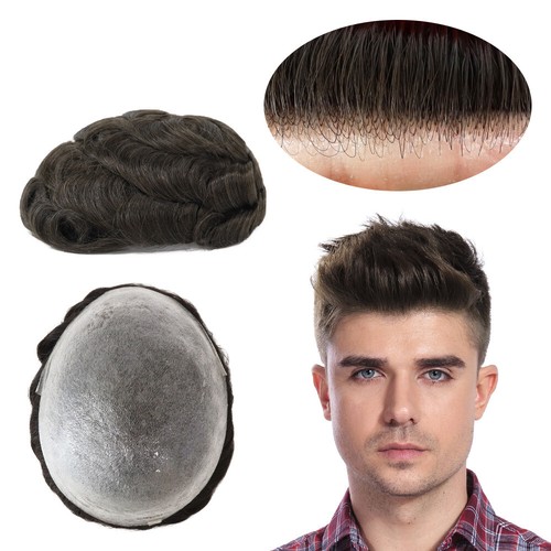 Mens Toupee Ultra Thin Skin Human Hair System Invisible 0.02mm ...