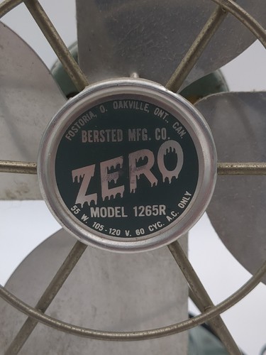 Vintage Bersted Mfg. Zero Model #1265R Desktop Adjustable Fan - Works ...