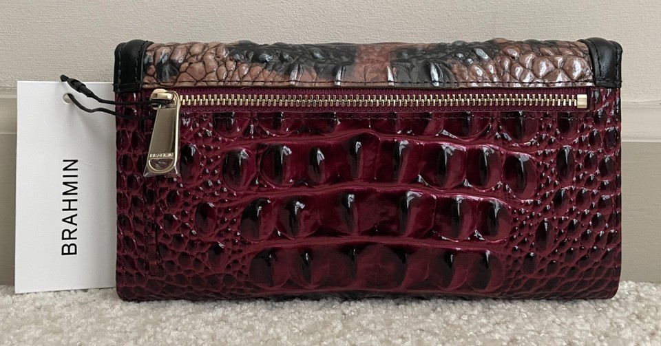 Brahmin Cordelia Trifold Lthr Wallet CHERRY LACQUER TOWERS Leopard ...